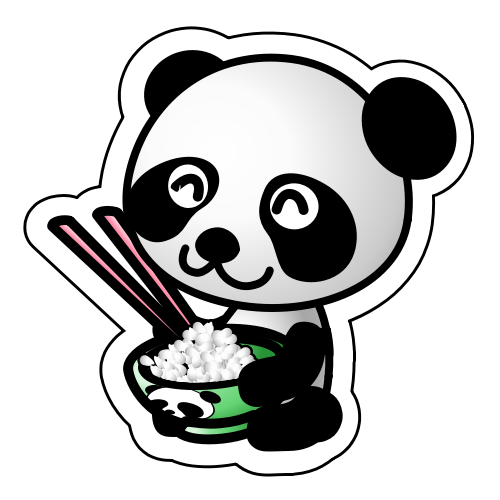 Panda Rice Bowl Sticker - Panda Stickers